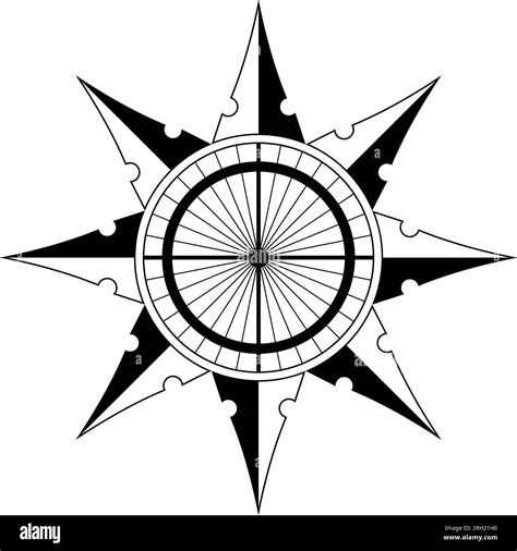 Wind Rose Or Compass Rose Abstract Vector Eight Directions In Example