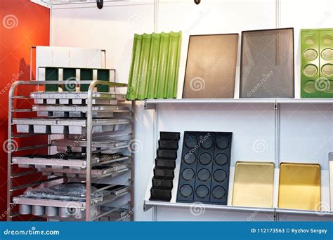 Baking Tray And Molds On Counter In Store Stock Image Image Of Tray