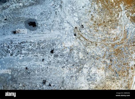 A Dynamically Burnt Metal Surface With Rust Bubbles And Structures Of