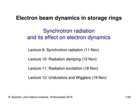 Ppt Electron Beam Dynamics In Storage Rings Synchrotron Radiation And