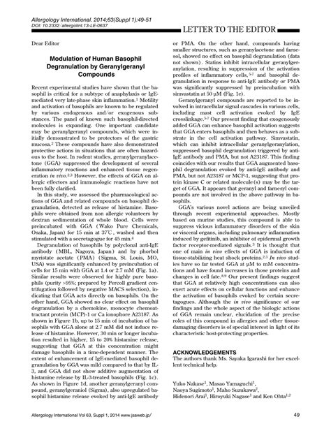 Pdf Modulation Of Human Basophil Degranulation By Geranylgeranyl