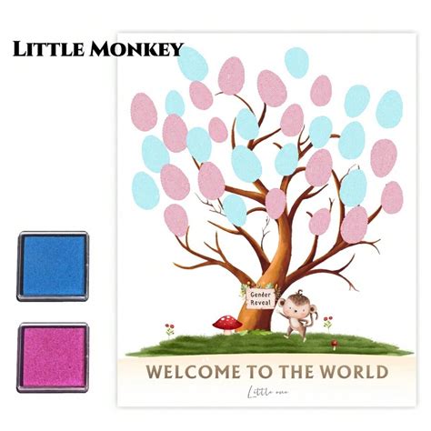 Gender Reveal Voting Board Game 1 Pack Blue And Pink Ink Fingerprints Voting Board Ideal