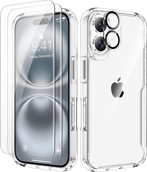 Fllao 4 En 1 Coque Pour Iphone 16 Avec 2 Verre Trempé Et 1 Caméra Protecteur [coussin Dair