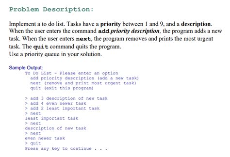 Solved Java Programming Implement A To Do List Tasks Have