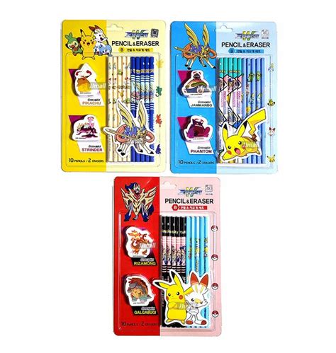 포켓몬 연필지우개 세트 연필10개 지우개2개 B심 신학기 학용품 준비물 문구세트 티몬