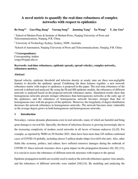 Pdf A Novel Metric To Quantify The Real Time Robustness Of Complex