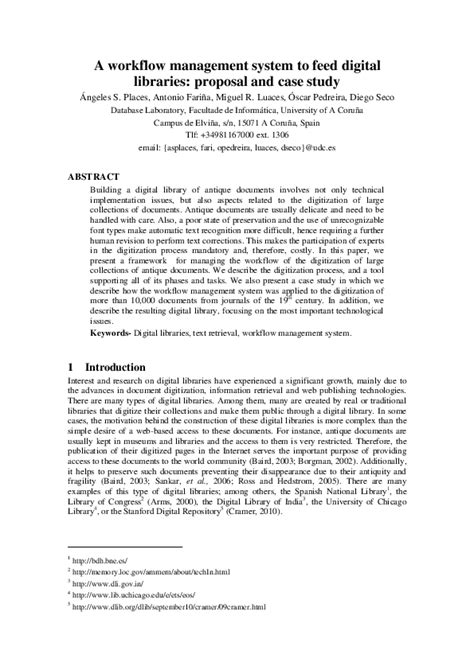 Pdf A Workflow Management System To Feed Digital Libraries Proposal