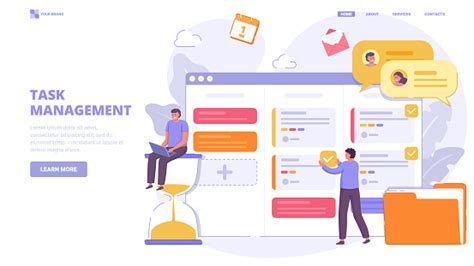 프로젝트 관리 작업 관리 응용 프로그램 온라인 작업 목록 성공적인 사업 계획 작업 랜딩 페이지를 위한 평면 디자인 개념 작은