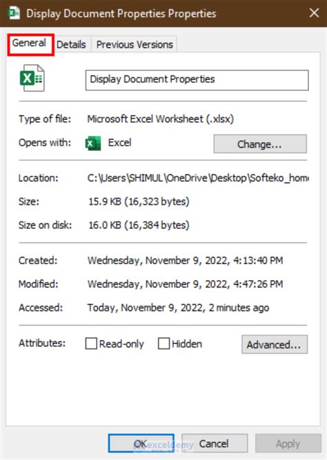 How To Display Document Properties In Excel 3 Simple Methods