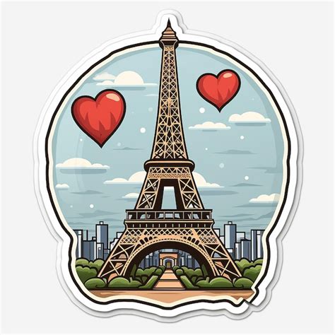 Premium Photo Eiffel Tower Cute Sticker White Background