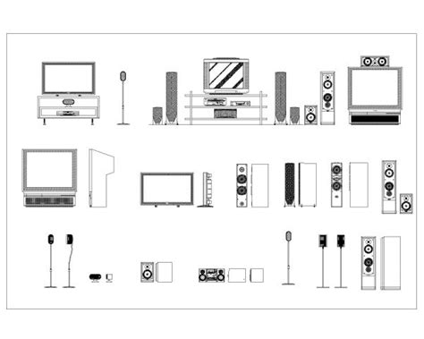Home Theater System 2 Cad Block Dwg Autocad Editable Drawing Free