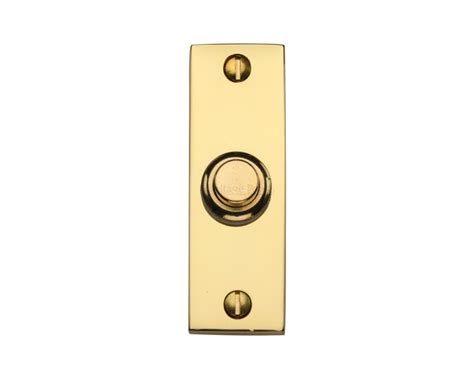 Plain Rectangular Bell Push Polished Brass Lacquered G Johns And Sons