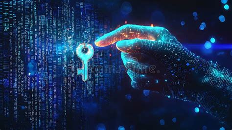 Unlocking The Future A Digital Key Concept Surrounded By A Binary World