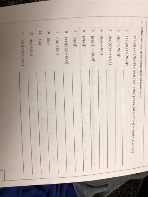 Solved 1 Justify Each Step In The Following Proof Sequence
