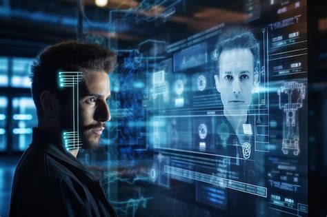 Premium Ai Image Facial And Iris Recognition Technology Of A Businessman