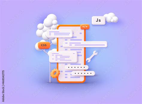 Mobile Application Development Process Smartphone Interface Building Process Mobile App 3d