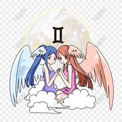 별자리 만화 그림 컬렉션 쌍둥이 자리 Png 일러스트 무료 다운로드 Lovepik