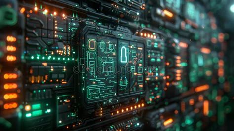 Futuristic Circuit Board With Glowing Lights Generative Ai Stock Illustration Illustration
