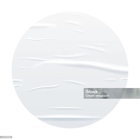 접착 된 흰색 원형 종이 시트입니다 벡터는 사실적인 구겨진 포스터 번들을 격리했습니다 젖은 기름칠 주름 빈 템플릿 질감 창의적인 디자인을 위한 빈 광고 칼럼 모형 0명에