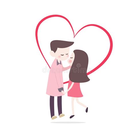 Cartoon Cute Couple Kissing Stock Illustrations 1300 Cartoon Cute