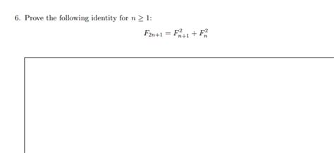 Solved Prove The Following Identity For N Chegg
