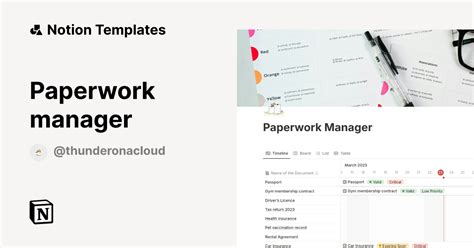 Paperwork Manager Template Notion Marketplace
