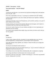 Toast Speech Example Docx COM Toast Speech Mins Toast Speech Example Johns Th