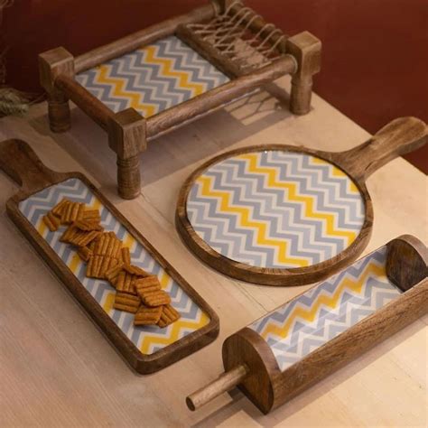Designer Wooden Serving Tray Set At Rs 1650 Piece Wooden Breakfast Tray In New Delhi Id