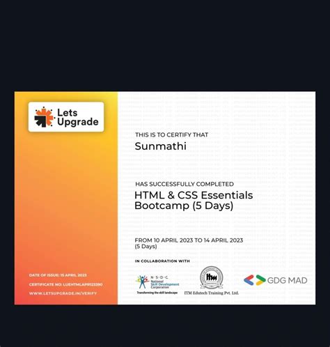 sunmathi s on linkedin l had successfully completed html and css bootcamp in lets upgrade