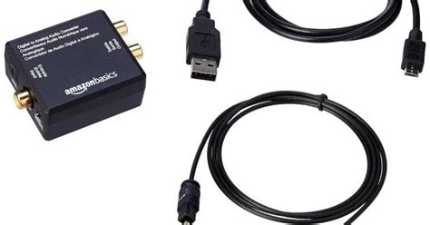 Amazon Basics Digital Optical Coax To Analog RCA Audio Converter Adapter With Fiber Cable