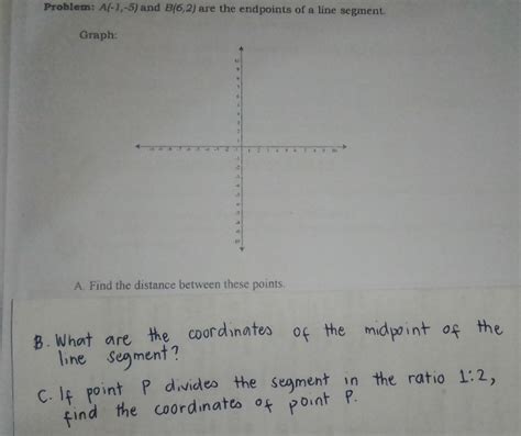 Solved Problem A 1 5 And B62 Are The Endpoints Of A Line Segment Graph A Find The