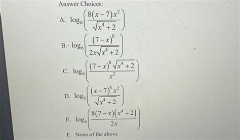 Solved Log X Log X Log X Answer Choices Chegg Com