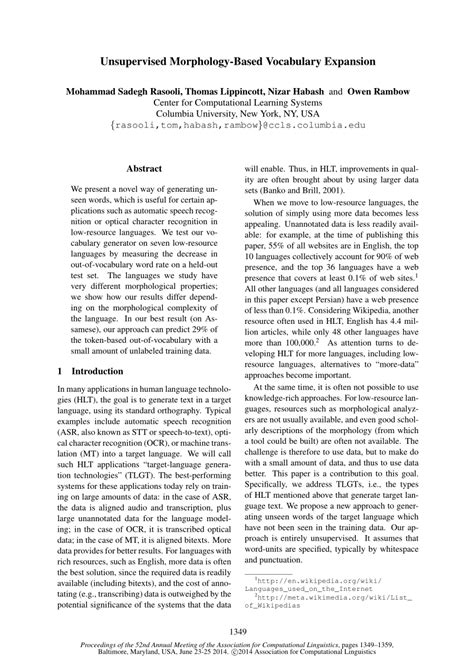 Pdf Unsupervised Morphology Based Vocabulary Expansion