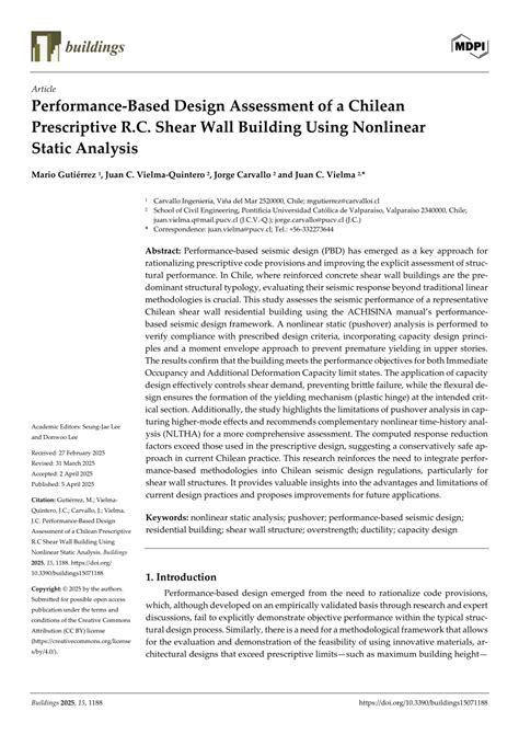 Pdf Performance Based Design Assessment Of A Chilean Prescriptive Rc Shear Wall Building