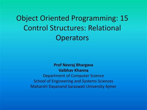 Object Oriented Programming15 Control Structures Relational Operators Pdf
