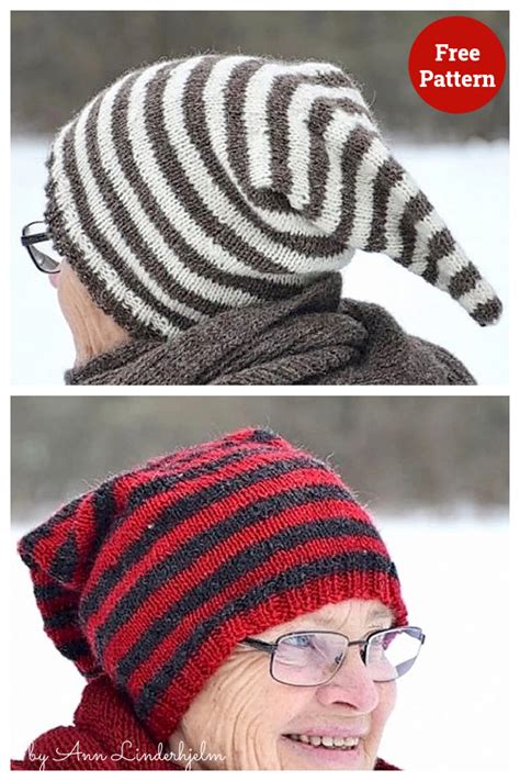 Stripy Pixie Hat Free Knitting Pattern