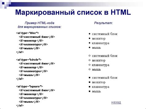 Списки в Html маркированные и нумерованные списки и