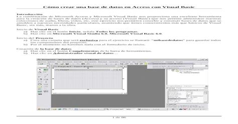 Como Crear Una Base De Datos Con Visual Basic [doc Document]