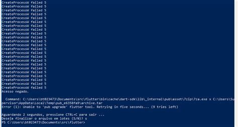 Createprocessw Failed 5 When Running Flutter Doctor On Windows