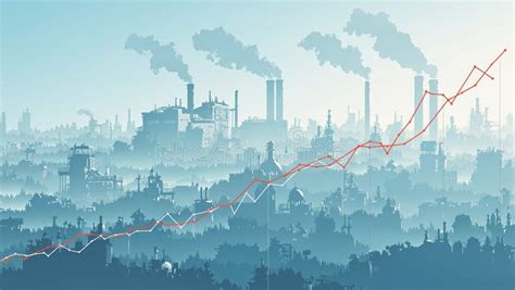 Factory Air Pollution Graph Visualizing Rising Levels Over Time Stock Illustration