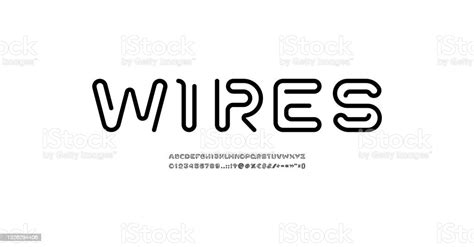 현대 디지털 스타일 알파벳 얇은 세그먼트 둥근 라인에서 트렌디 한 글꼴 최소한의 기술 스타일 문자와 숫자와 문장 부호 벡터