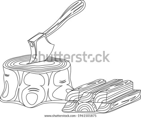 Drawing Ax Wood Tree Cartoon Vector Stock Vector Royalty Free 1961501875 Shutterstock