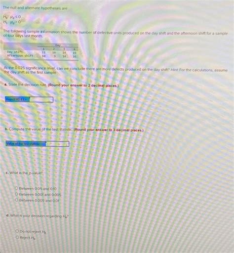Solved The Null And Alternate Hypotheses Are H0μd≤0h1μd0