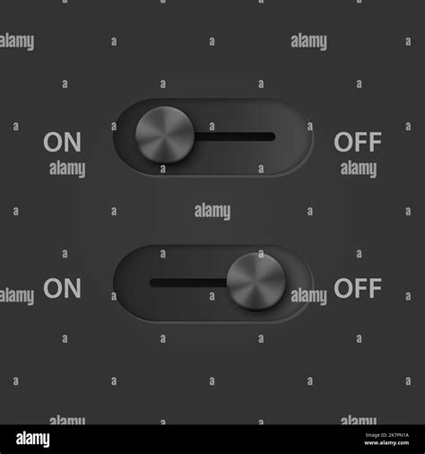 Vector 3d Black Realistic On Off Switch Buttons Closeup Player Buttons