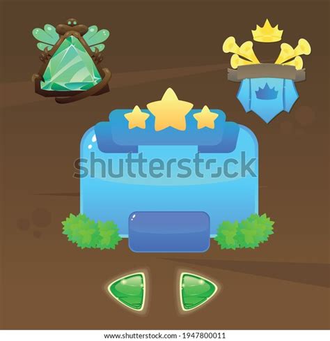 Game Ui Set Emblems Buttons Pop Stock Vector Royalty Free Shutterstock