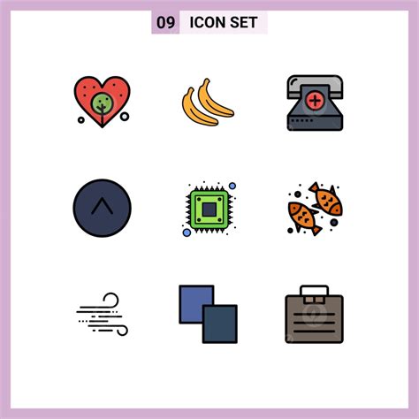 모바일 인터페이스 충전 라인 플랫 컬러 스토리지 9개의 픽토그램 세트 바람 변하기 쉬운 다이어트 Png 일러스트 및 벡터