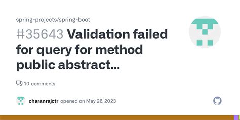 validation failed for query for method public abstract org
