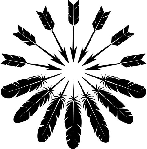 Black Arrow And Feather Circular Pattern Symbolizing Direction And Balance Illustration 54066501
