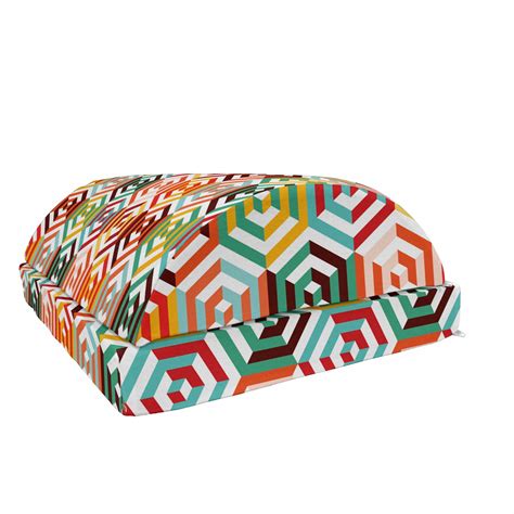 Geometric Foot Rest Abstract Cubes Isometric Hexagonal Shaped Pattern Colorful Retro Design