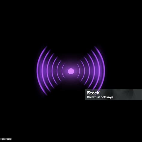 보라색 Wifi 기술 디지털 레이더 네온 라이트 벡터 기호 글로우 무선 방사형 파 신호 아이콘 음향 효과 감지기에 대한 스톡 벡터 아트 및 기타 이미지 Istock